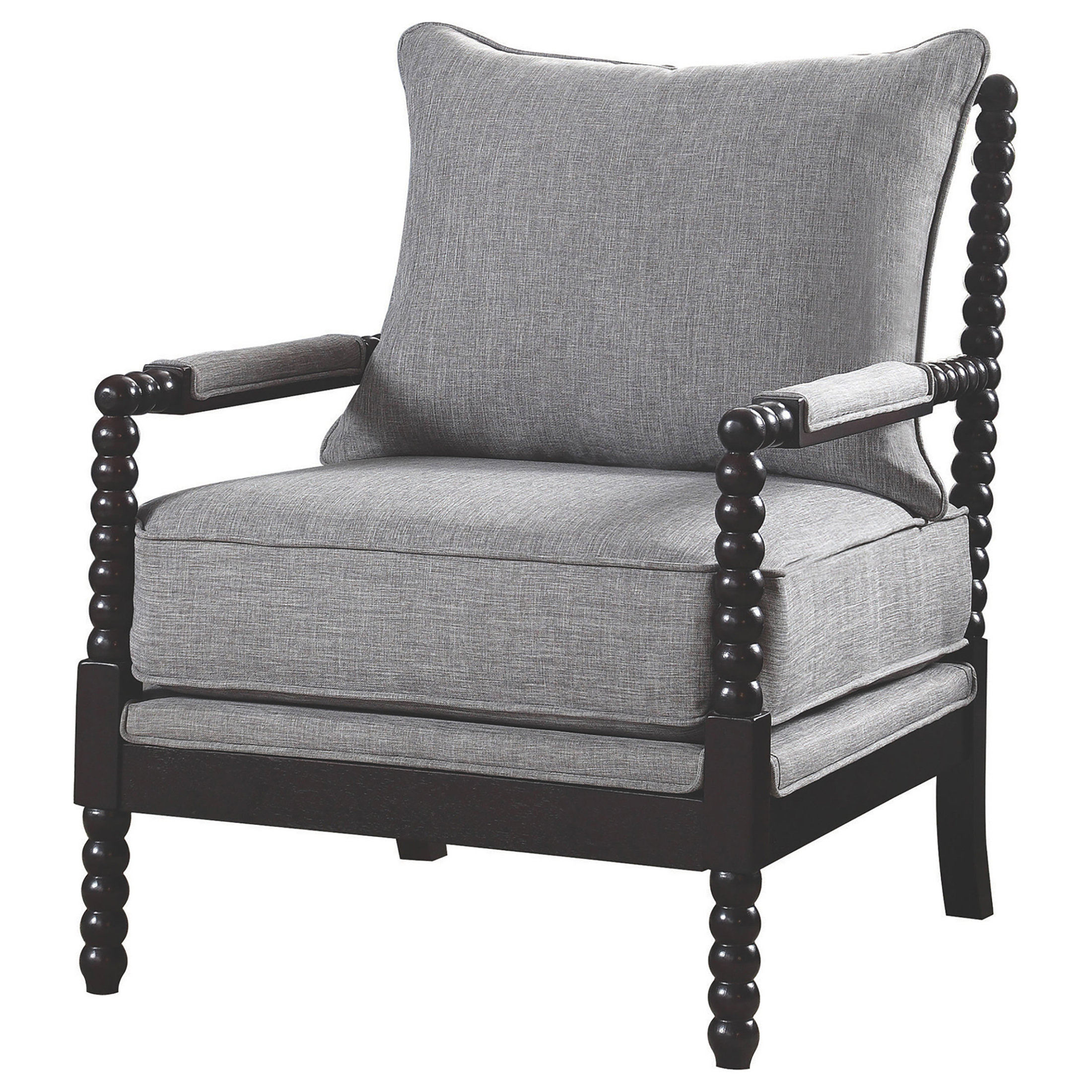 Bungalow Rose Contemporary Bobbin Grey Accent Chair - Linen-like ...