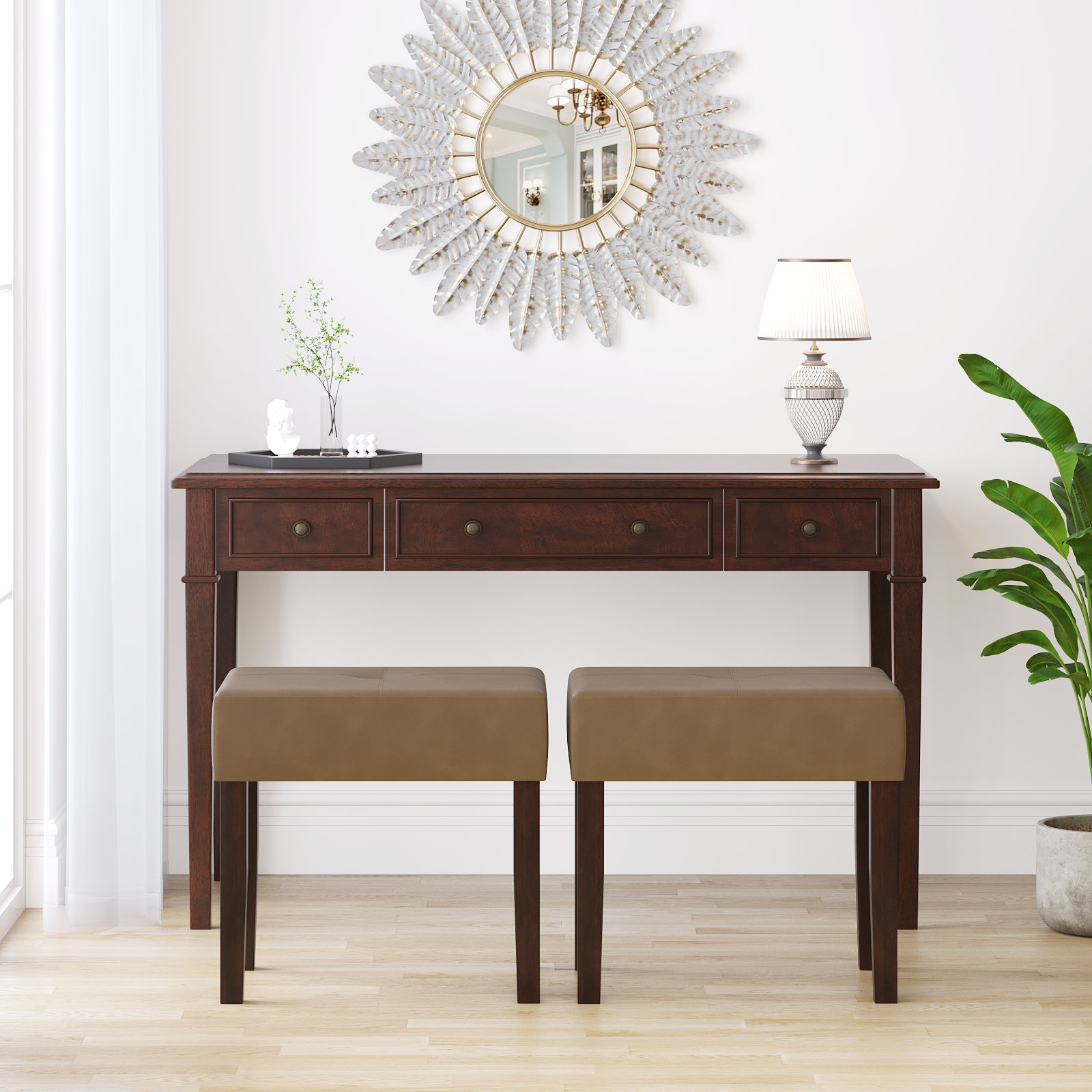 Winston Porter Nakendra PU Leather Rectangle Ottoman Stool,Bench Chair ...