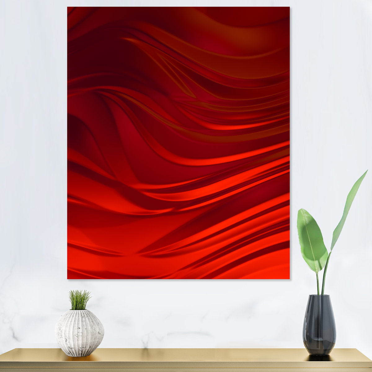 Wrought Studio™ Abstract Red Wave Liquid Art II - Modern Canvas Wall ...