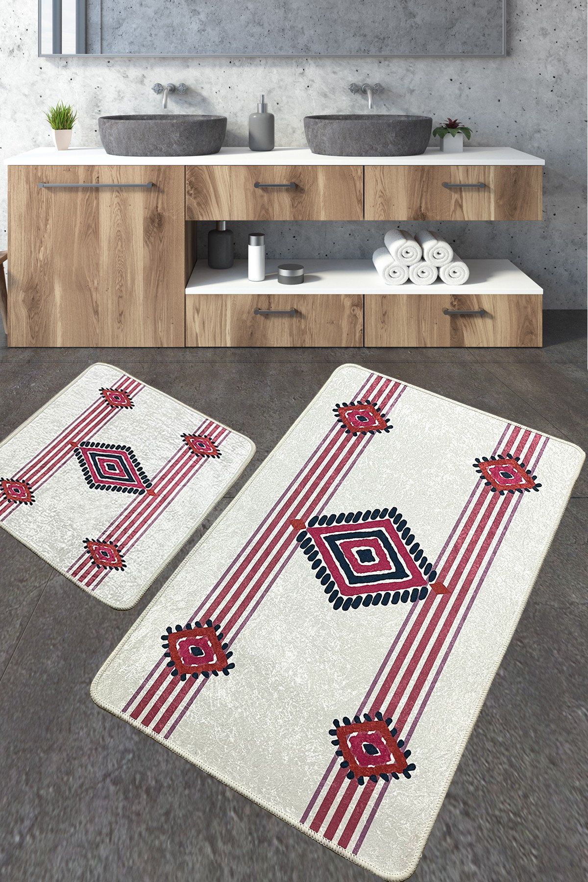 East Urban Home Marella Geometric 2 Piece Bath Rug Set | Wayfair
