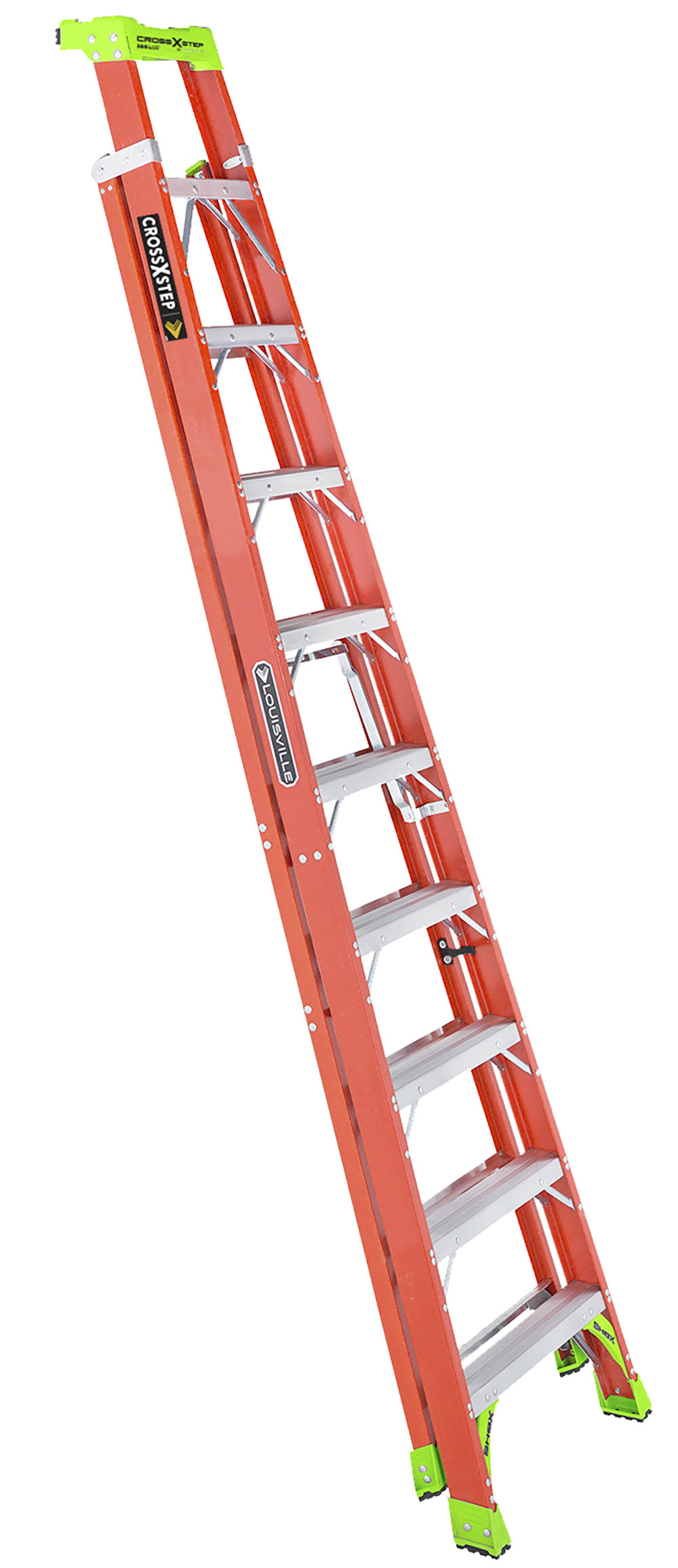 Louisville Ladder 10 ft. Fiberglass Cross Step Ladder with 300 lbs ...