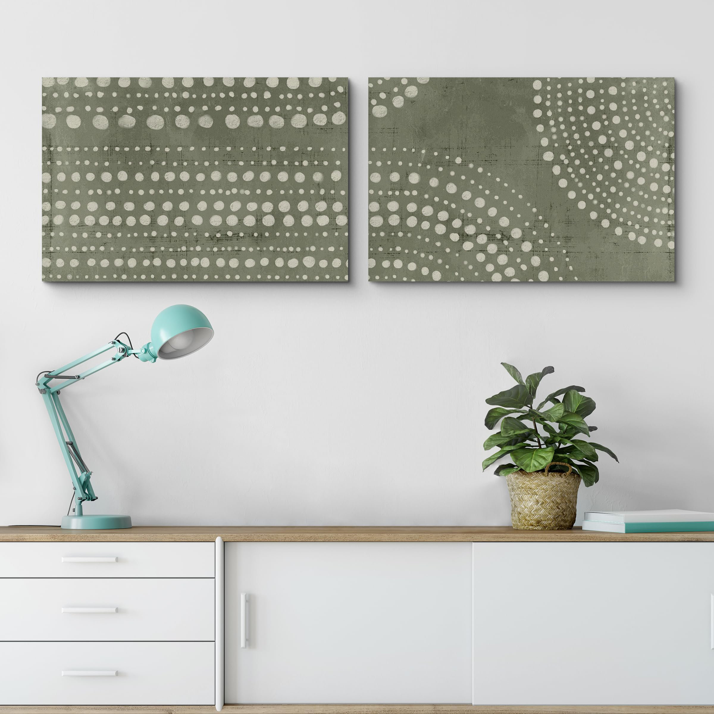 IDEA4WALL Mid Century Shape " Olive Green Tones Abstract Modern Dot ...