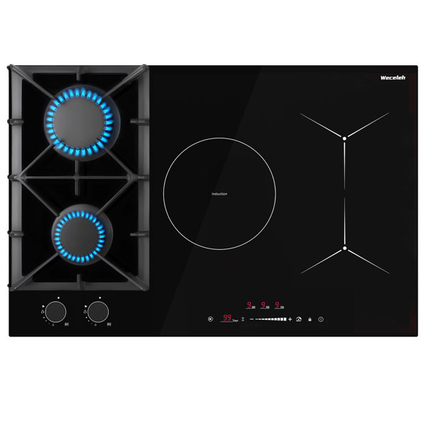 Weceleh 30 inch hybrid cooktop,gas and induction combo cooktop,220V ...