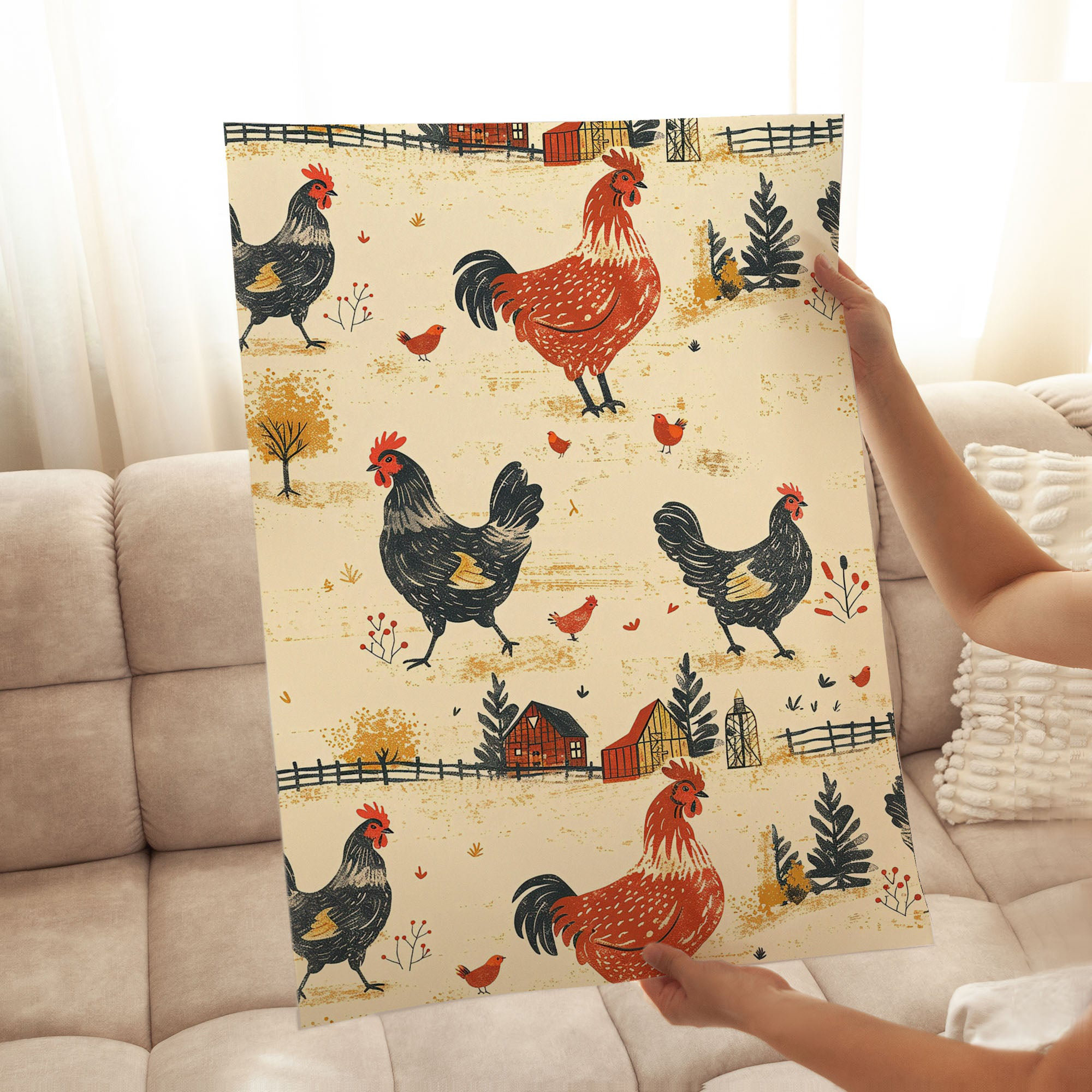 Winston Porter Animals Farmhouse Chickens III Farmhouse Unframed Art Print | Wayfair