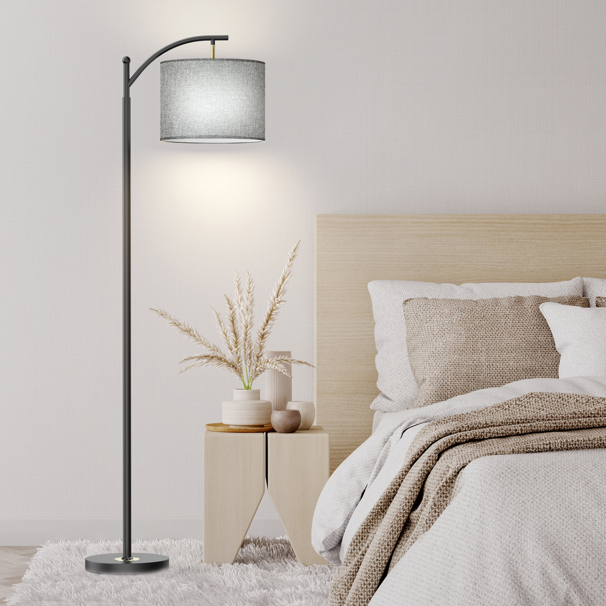 Ebern Designs Lyniah 62" Arc/Arched Floor Lamp with LED Bulb Included ...