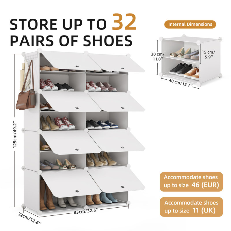 Rebrilliant 32 Pair Stackable Shoe Storage Cabinet & Reviews | Wayfair ...