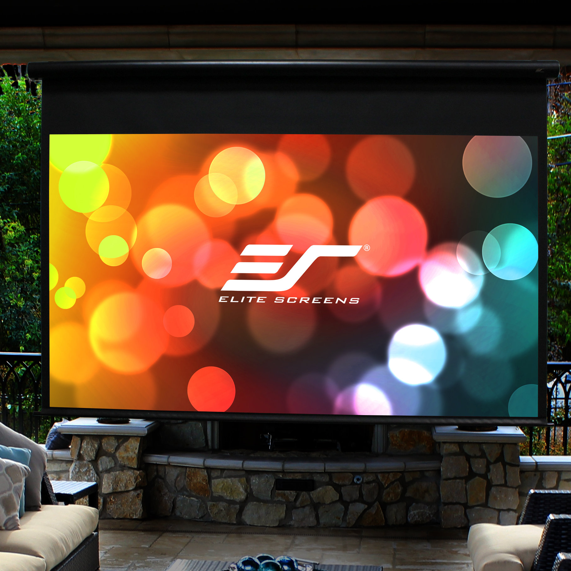 Elite Screens Yard Master Series outdoor Electric Wall/ Ceiling Mounted ...