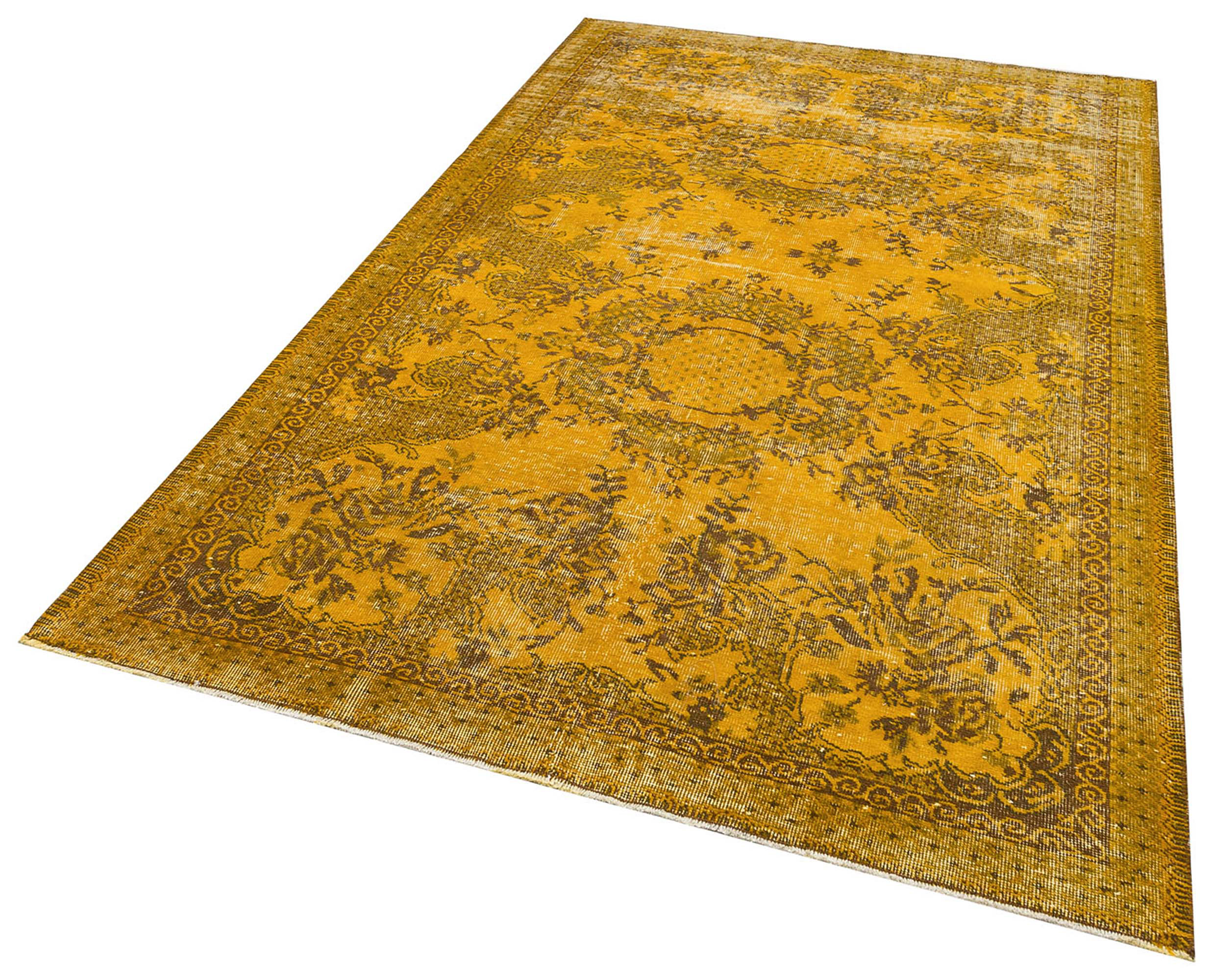 Lofy Vintage Yellow Oriental Wool And Cotton Handmade Area Rug Yellow ...