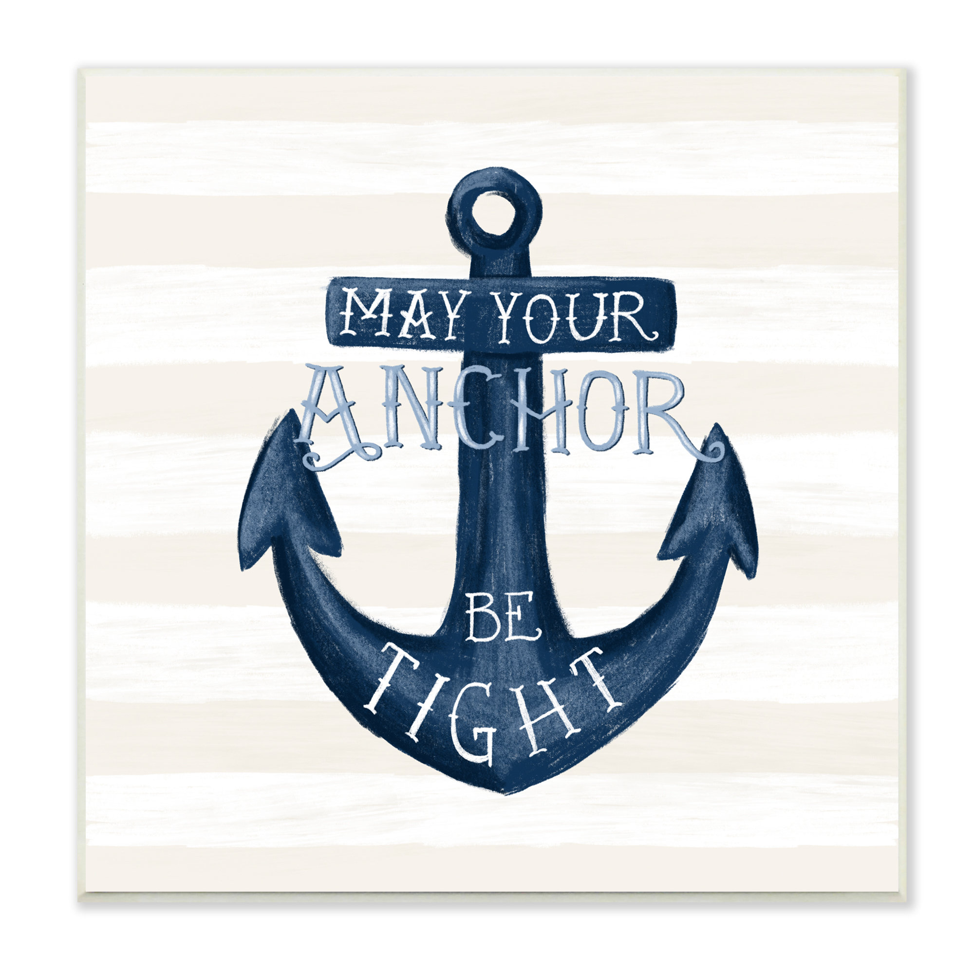 Stupell Industries Striped Anchor Phrase Nautical Beach Illustration ...