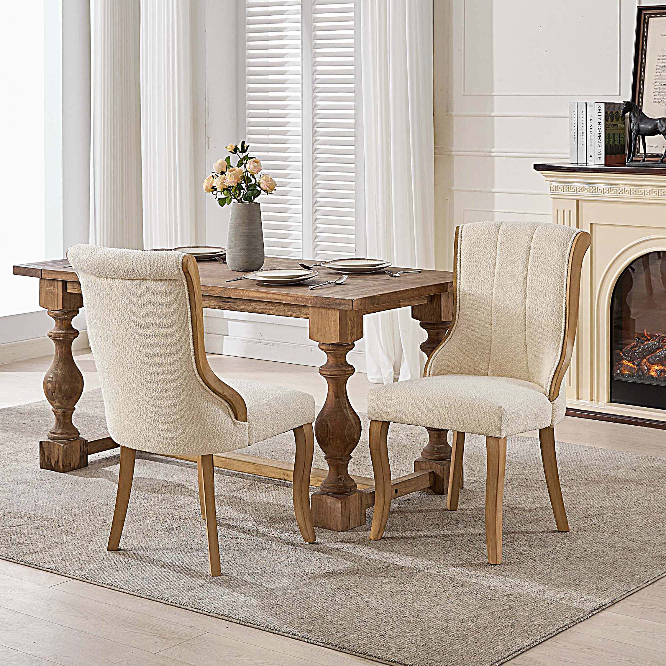 Red Barrel Studio Dining Chairs with Curved Wood Trim & Sculpted Legs ...