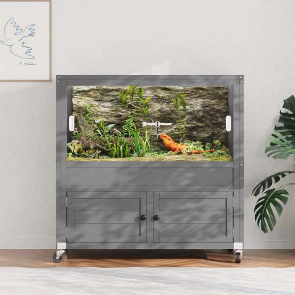 DANLONG Reptile Terrarium Stand With Adjustable Storage Cabinet ...