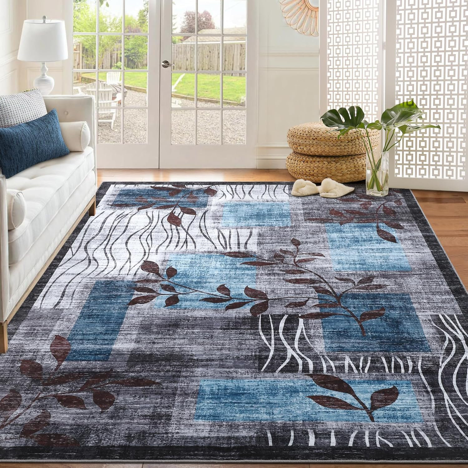 Winston Porter Washable Runner Rug 2x6 Modern Floral Rug Geometric ...