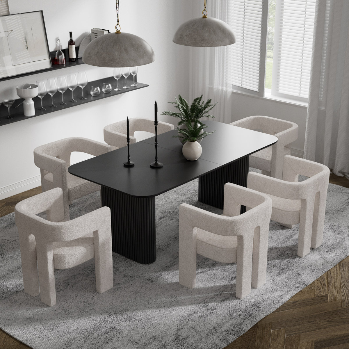 Brayden Studio® Modern 70.9 " Rectangular Double Pedestal Dining Table ...