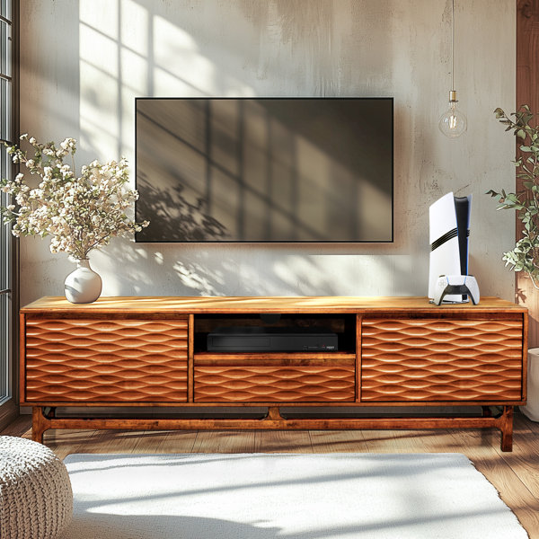 Acacia Elara Wood TV Stand for TVs up to 80", Solid Wood Media Console ...
