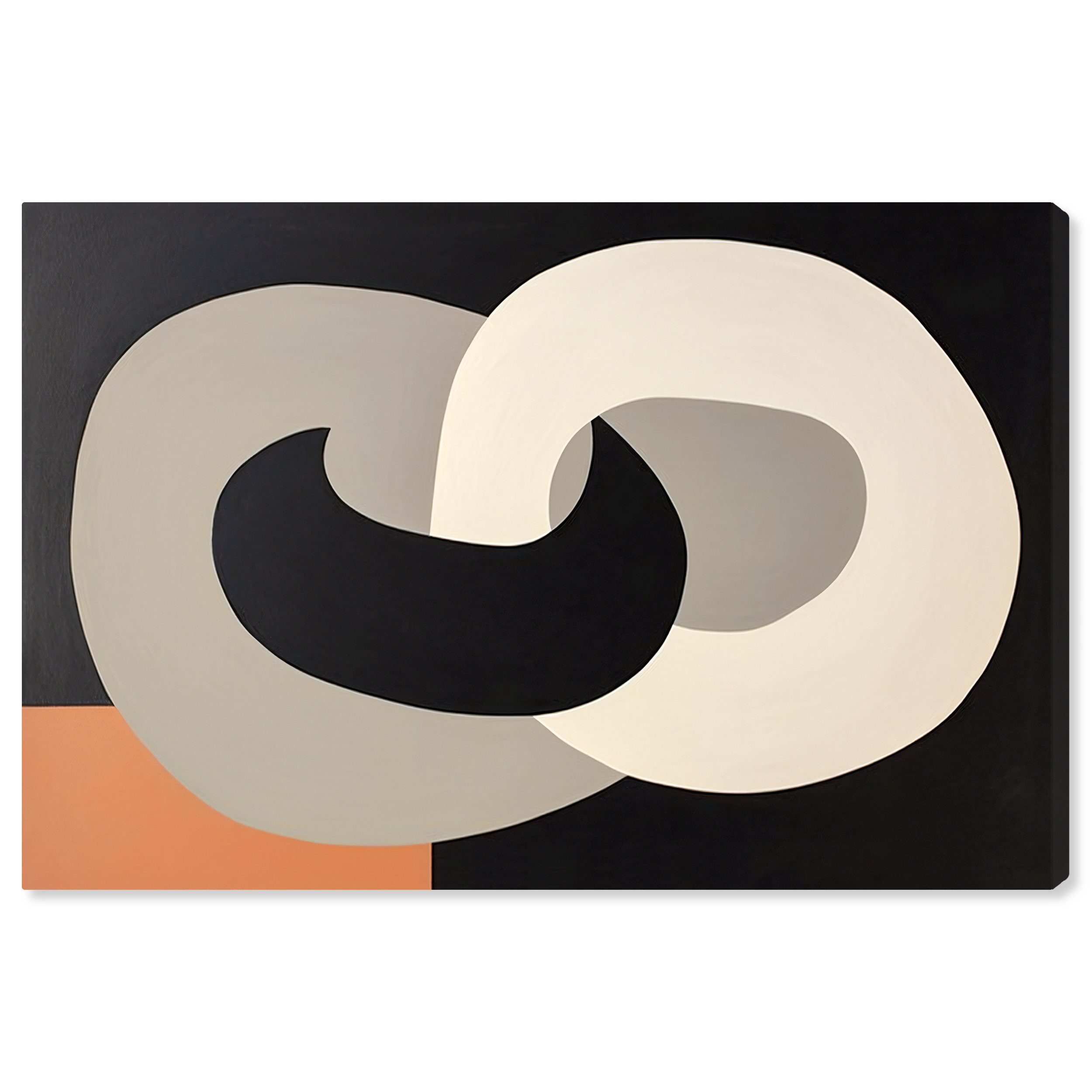 Ivy Bronx Abstract Link Modern Black Canvas Wall Art Print | Wayfair
