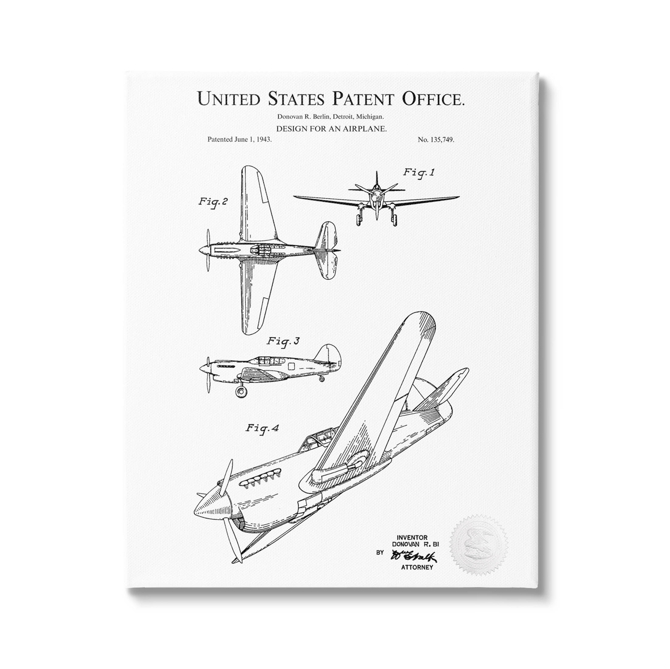 Stupell Industries Detailed Airplane Diagram Canvas Wall Art By Karl ...
