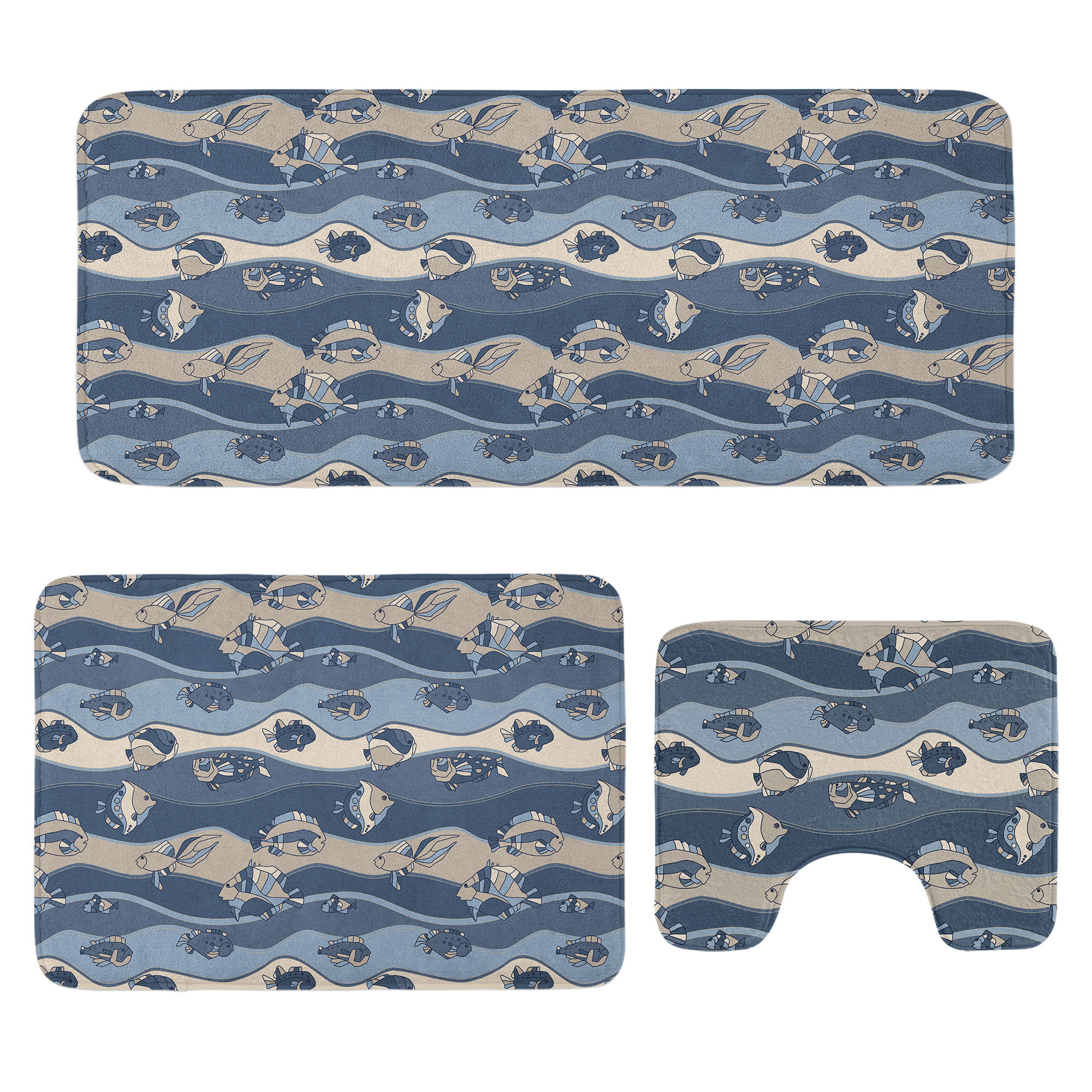 Breakwater Bay Fish Bathroom Rug Set 3 Pieces U-Shape & Rectangle Mats ...