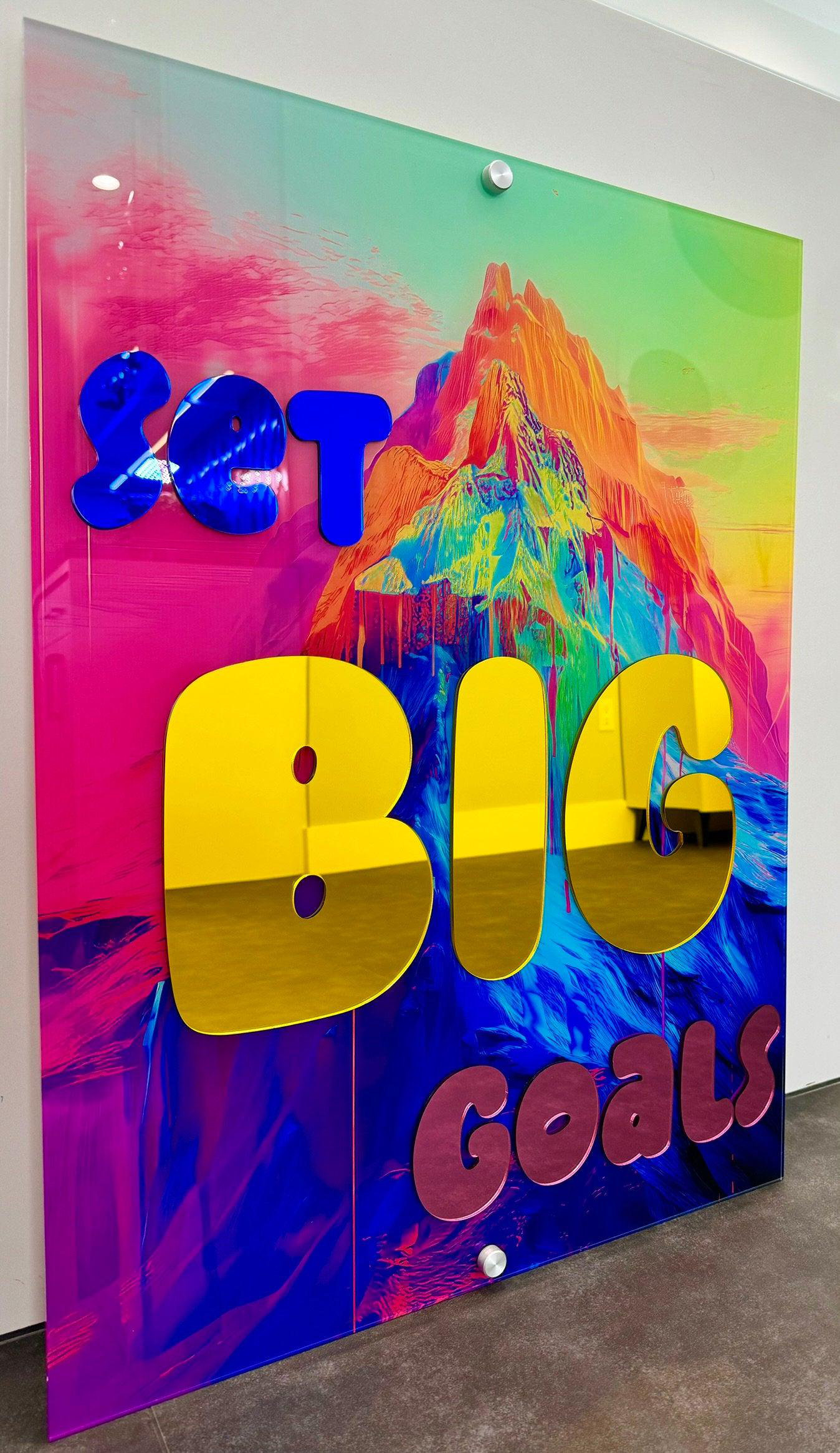 UniQstiQ Set Big Goals Motivational Quote Wall Art - Pop Mid Century ...