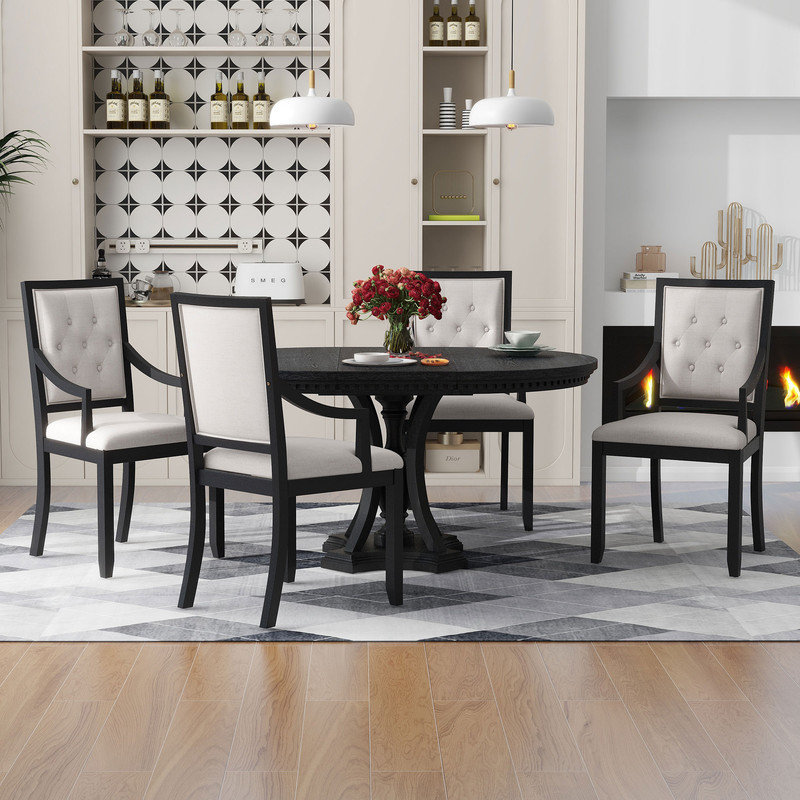 August Grove® Bowlds Retro 5-piece Dining Set Extendable Round Table ...