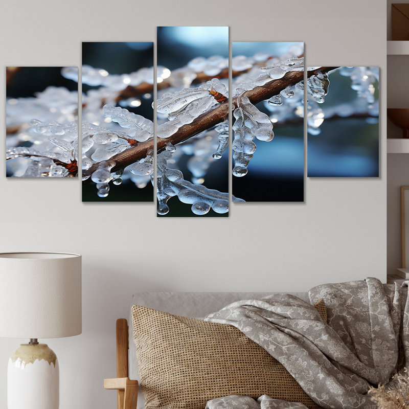 Ebern Designs Icy Tree in Winter IV - Floral Metal Wall Decor Set | Wayfair