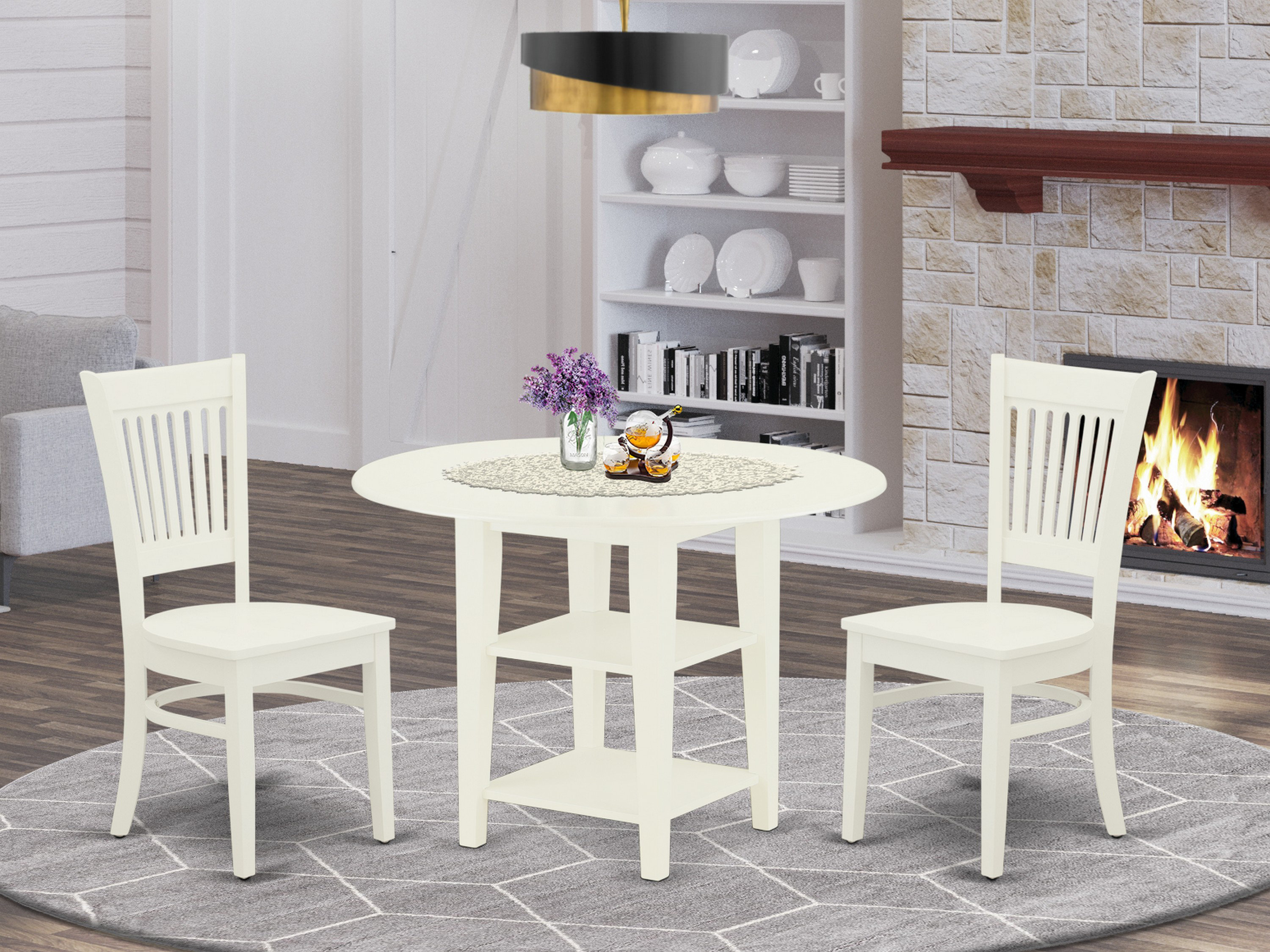 Wildon Home® Fairlight Drop Leaf Rubberwood Solid Wood Dining Set ...