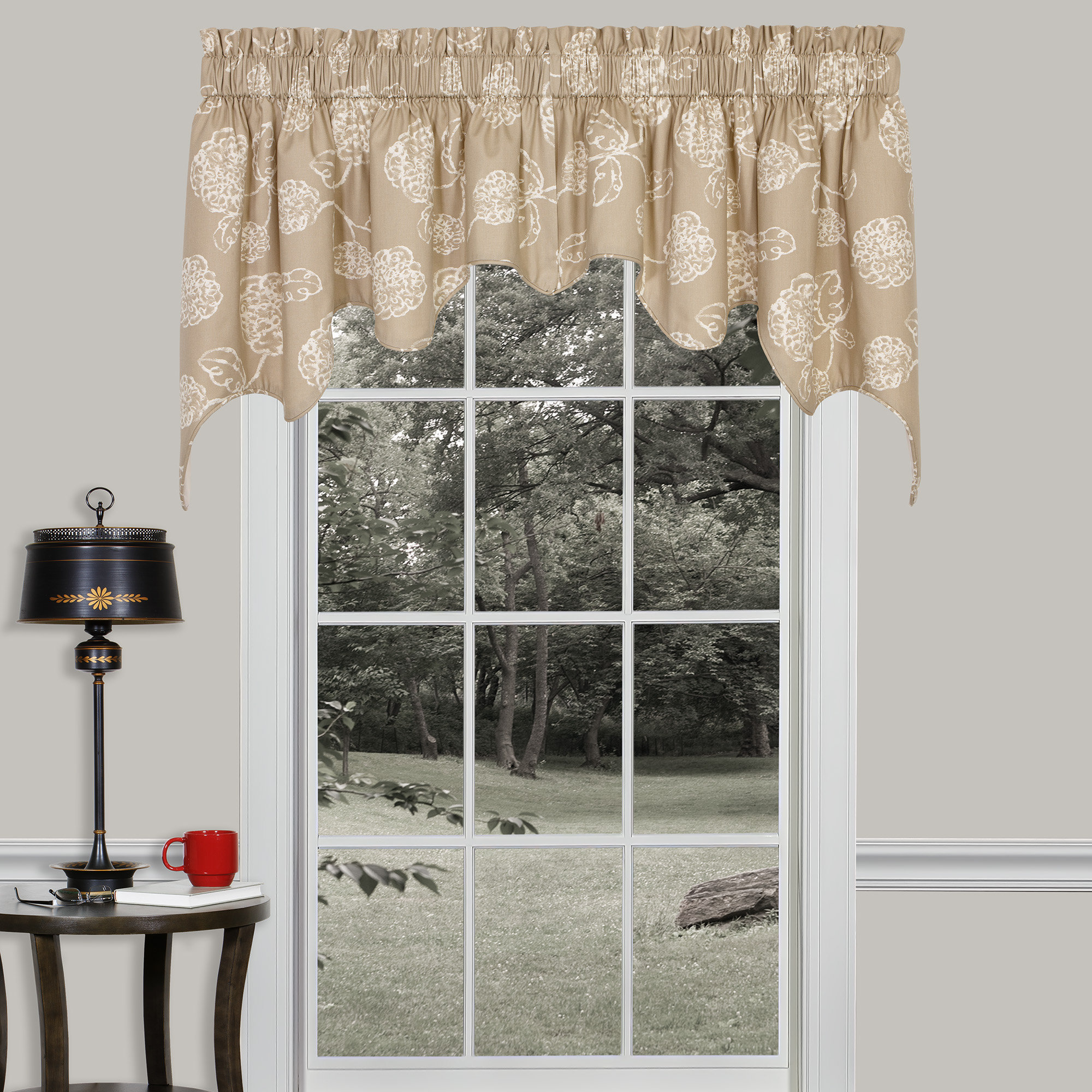 thomasville at home Floral Cotton Swag 100" Window Valance in Beige ...