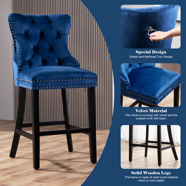 House of Hampton® Tufted Velvet Bar Stools | Wayfair