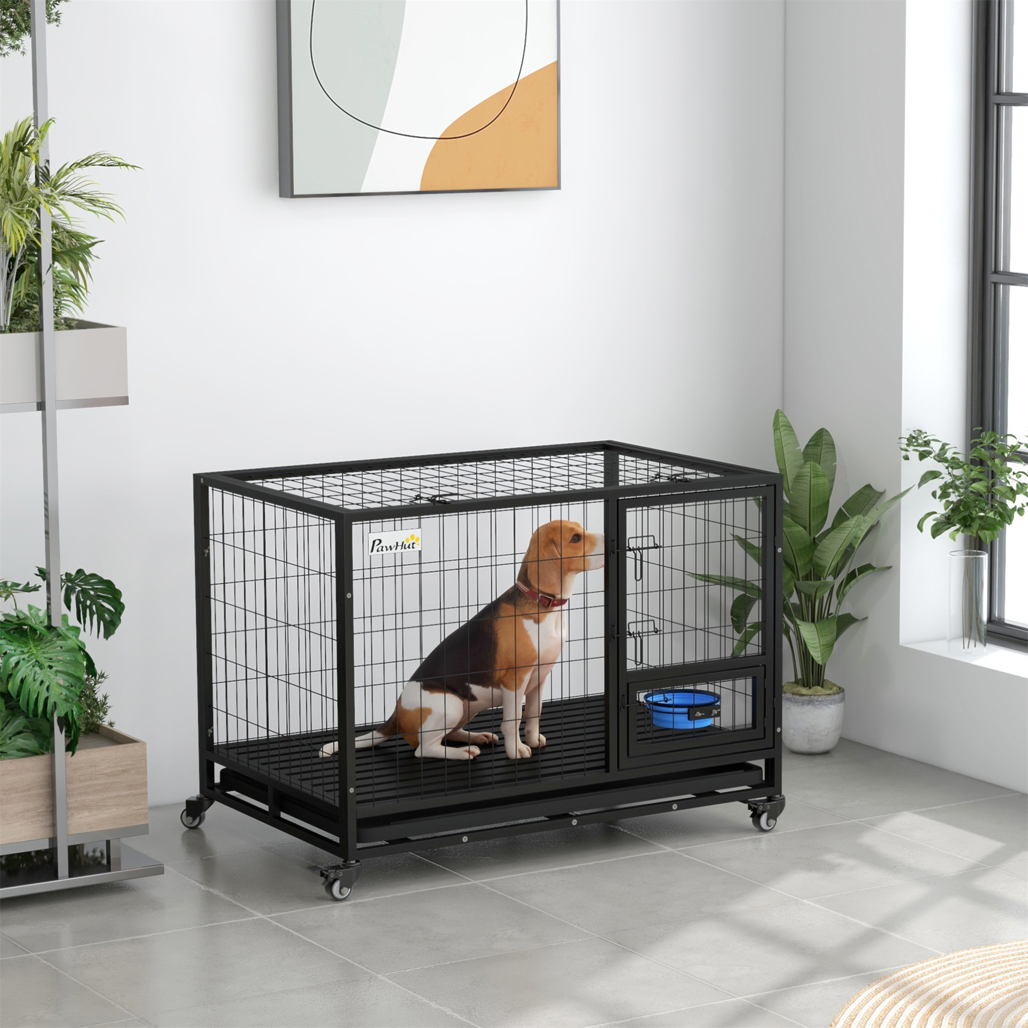 Tucker Murphy Pet™ 43" Heavy Duty Dog Crate With Bowl Holder, Strong ...