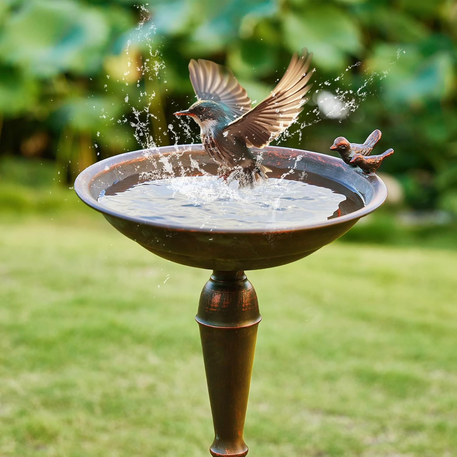Charlton Home® 27.5’’H Bird Bath,Metal Bird Baths For Outdoor | Wayfair