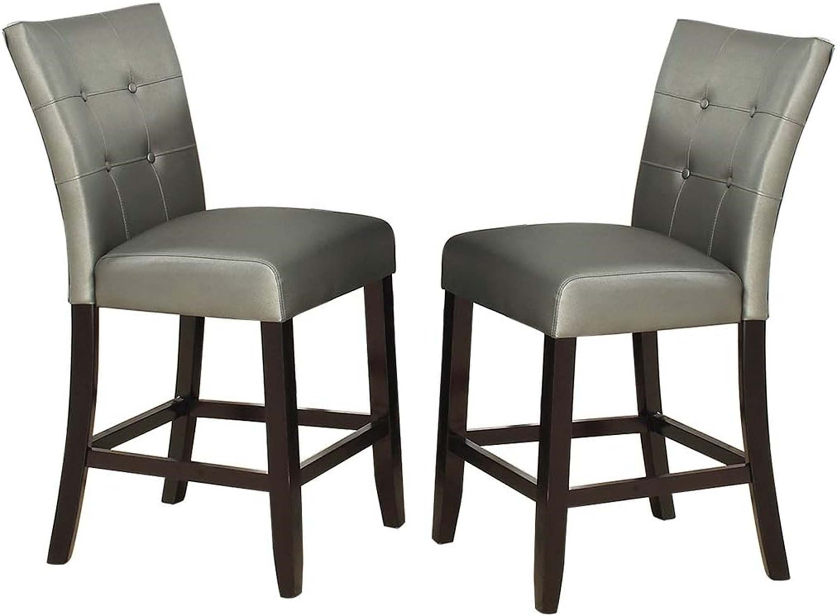 Orren Ellis Modern Counter Height Chairs Faux Leather Tufted Set Of 2 ...