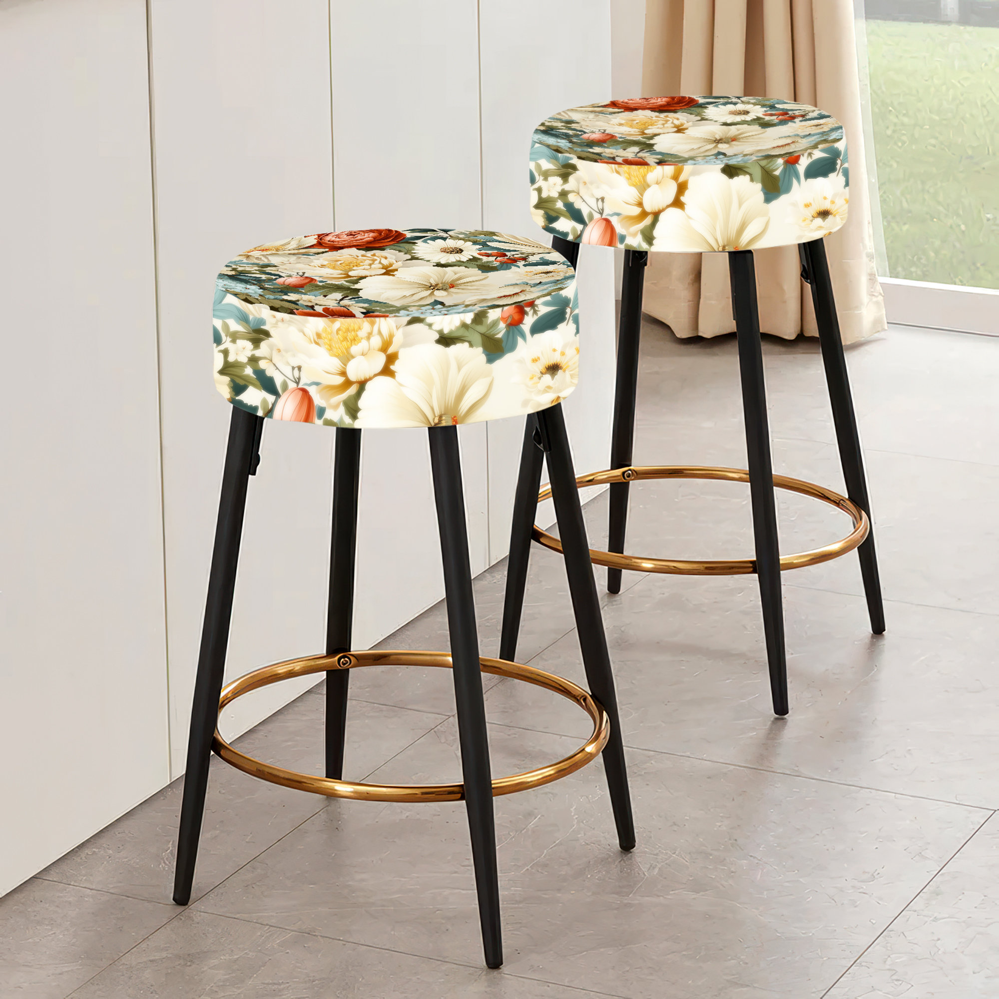 East Urban Home Olaitan Beige Vintage Flower Garden Symphony - Floral ...