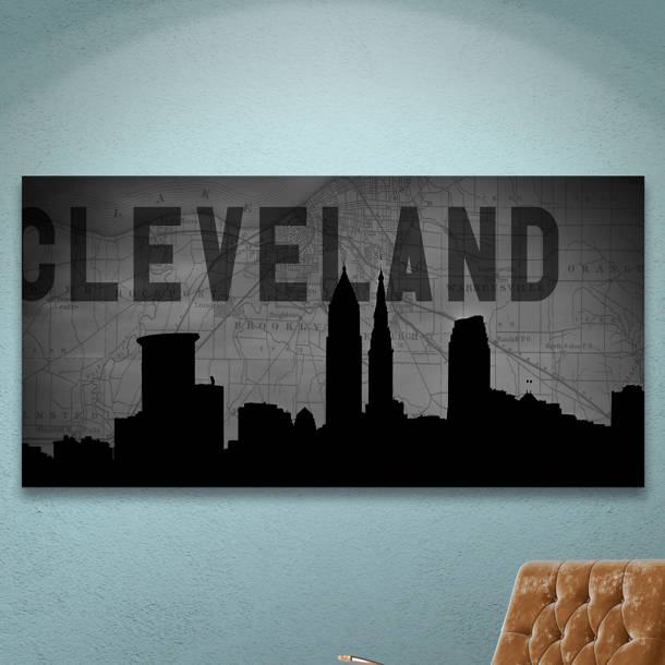 Wrought Studio 'Cleveland Ohio Skyline Gray' Graphic Art on Wrapped ...