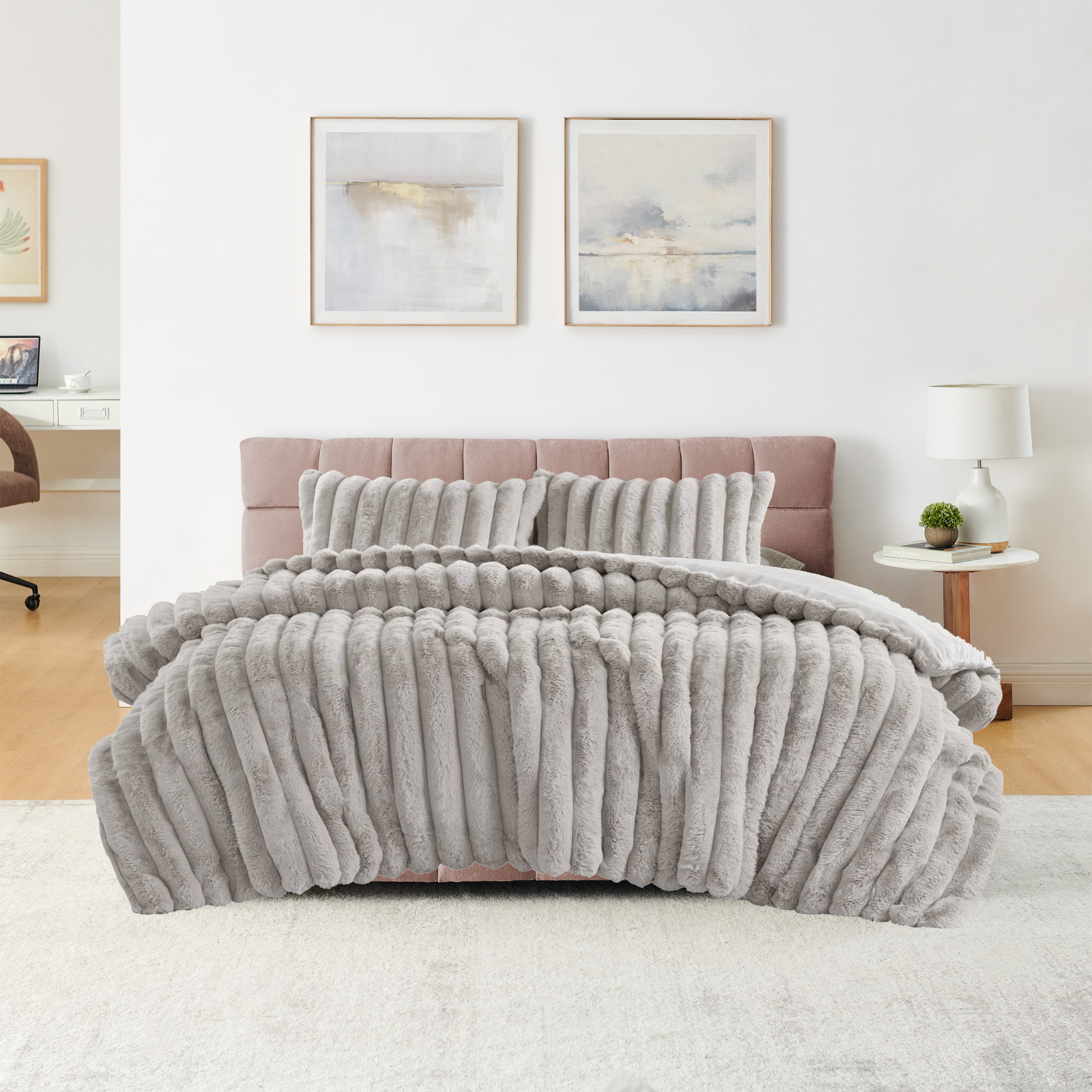 Home Variety 3 Pcs Faux Fur Comforter Set | Wayfair