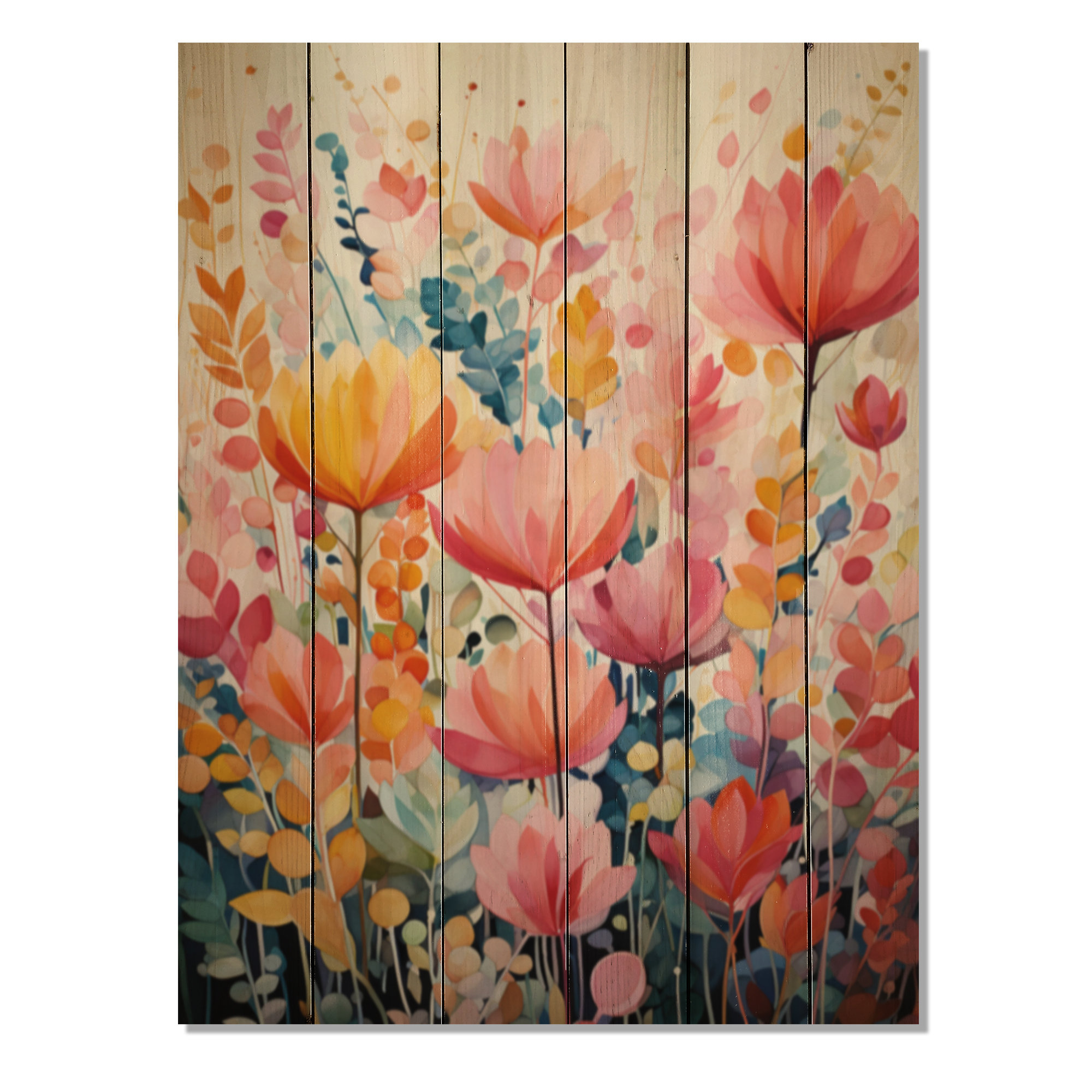 Red Barrel Studio® Multicolored Ferns Collage II On Wood Print | Wayfair