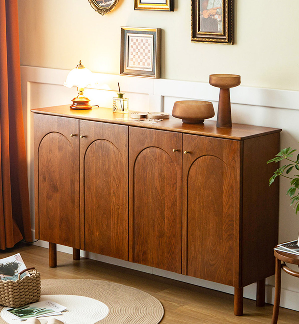 Finesse Furni Vintage cherry wood storage shoe cabinet | Wayfair