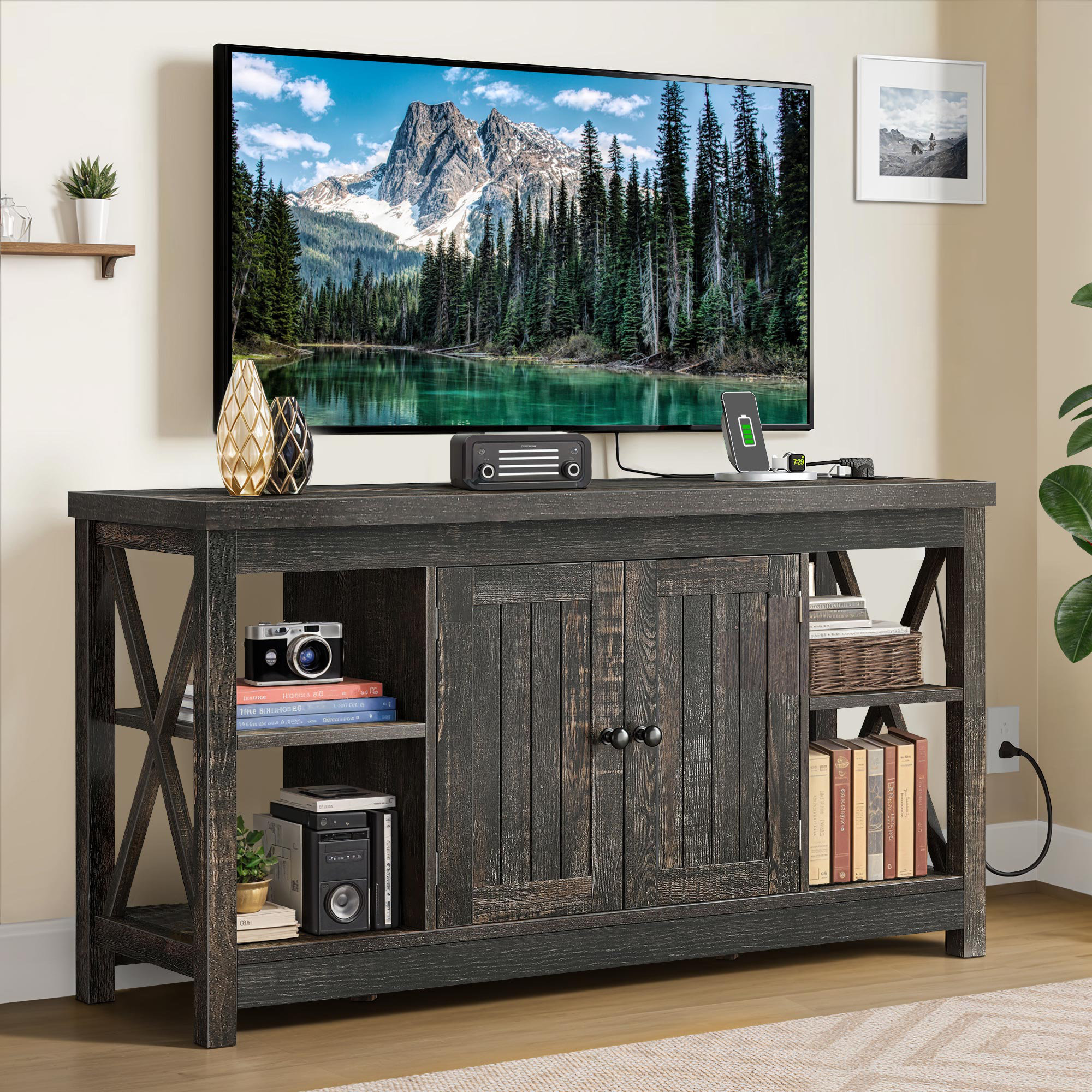 Gracie Oaks Rathdowney 47.20'' Media Center Farmhouse Style TV Stand ...