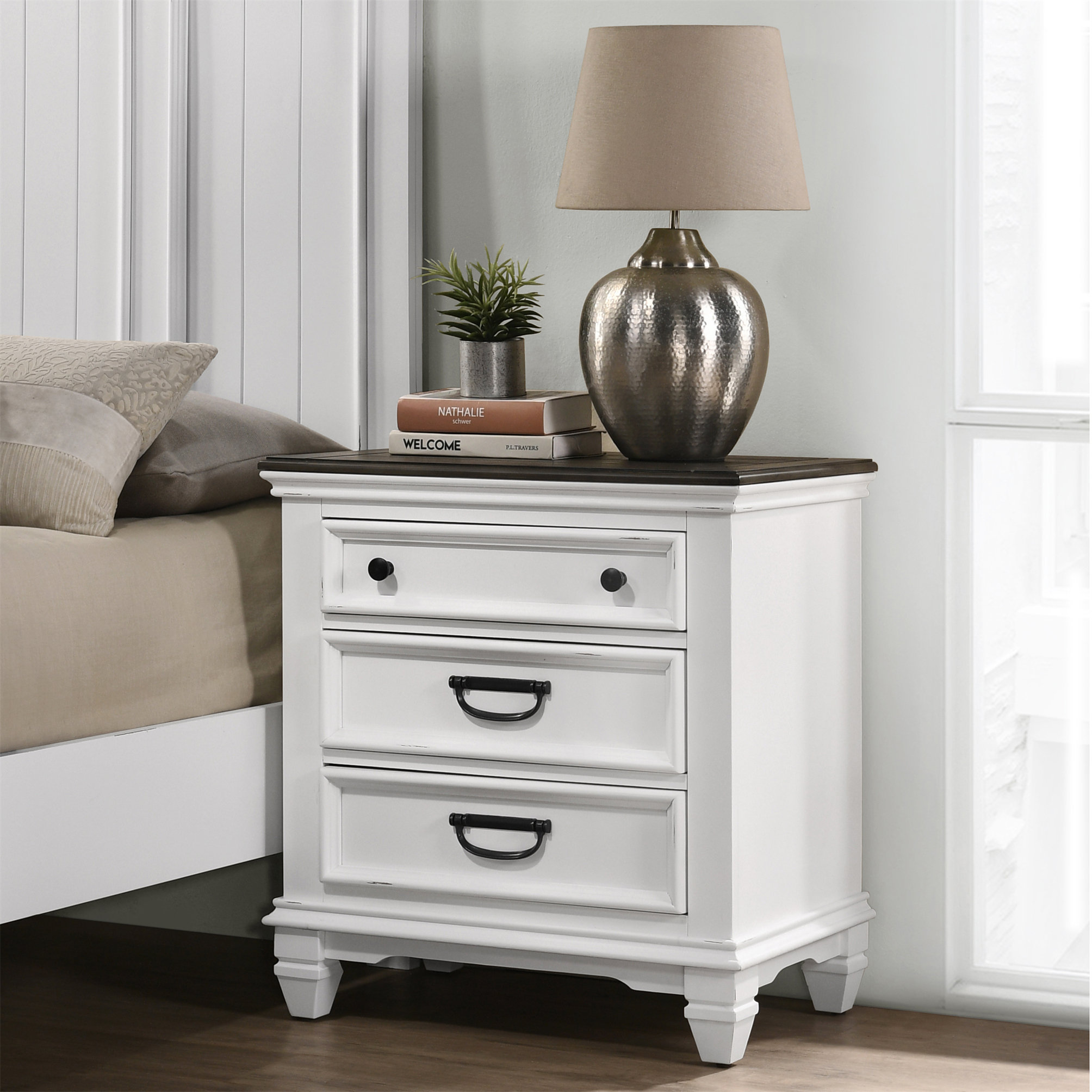 Alcott Hill Charming Rustic 3-Drawer Nightstand For Stylish Bedrooms ...