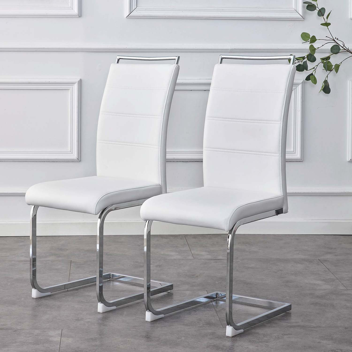Orren Ellis Modern Dining Chairs, Pu Faux Leather High Back Upholstered ...