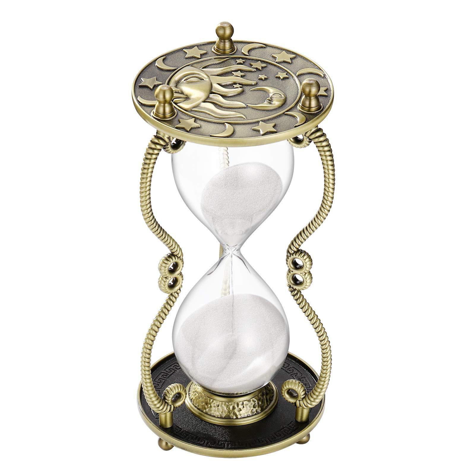 Bungalow Rose 60-Minute Brass Hourglass: Sun and Moon Engraved Sand ...