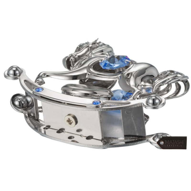 MatashiCrystal Crystal Studded Rocking Horse Desk Clock Figurine ...
