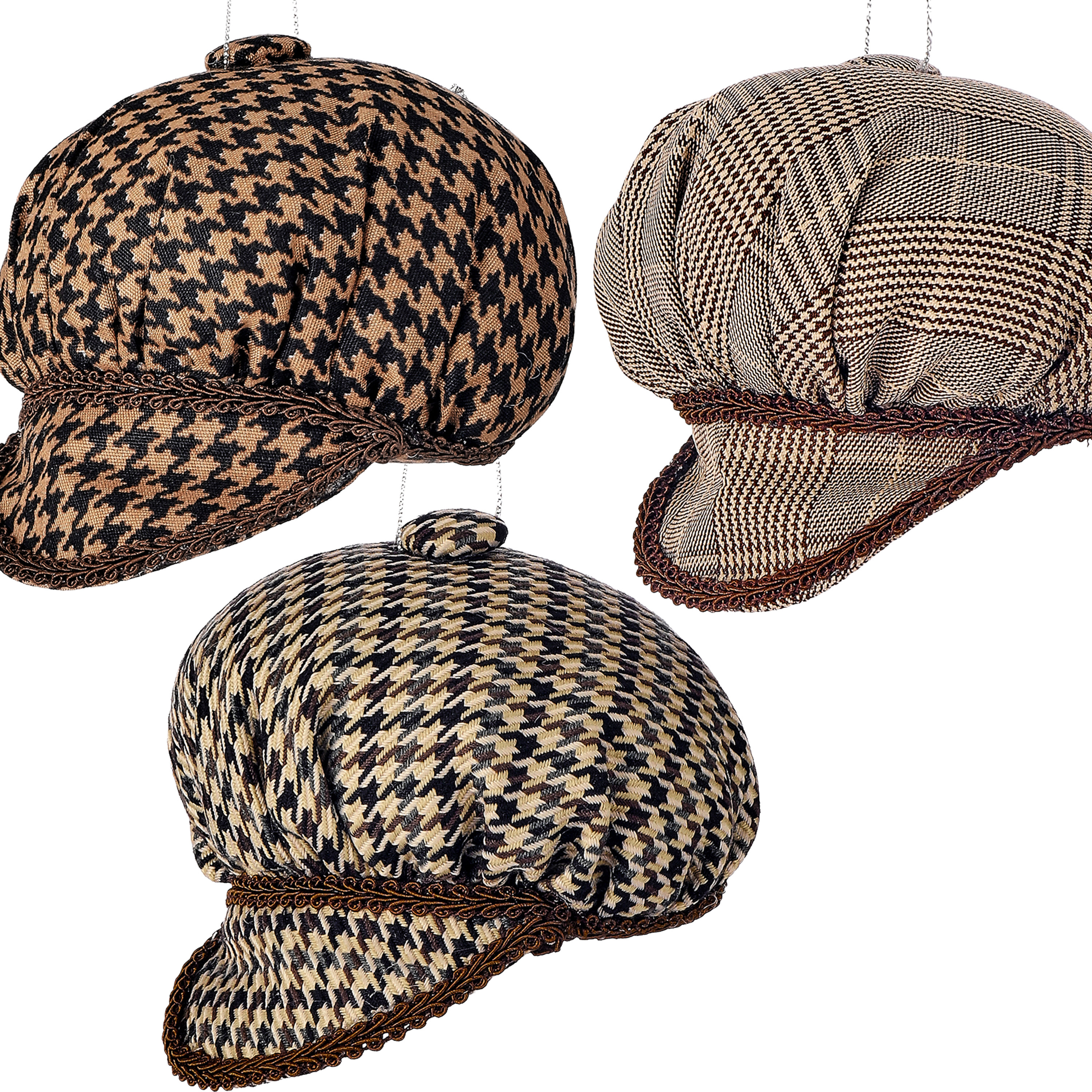 One Allium Way® 4" Fabric Caddy Country Club Cap Ornament Set of 3 ...