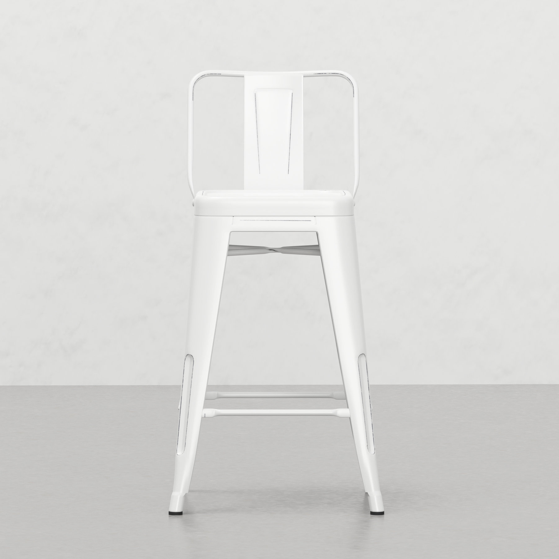 17 Stories Metal Counter Height Stool (2), 24", Distressed White ...