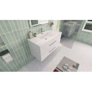 Wrought Studio™ Vicaro 42" Wall-Mounted Single Bathroom Vanity Set ...