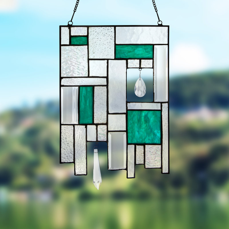 House of Hampton® 11.5"H Molly Turquoise Suncatcher Stained Glass ...
