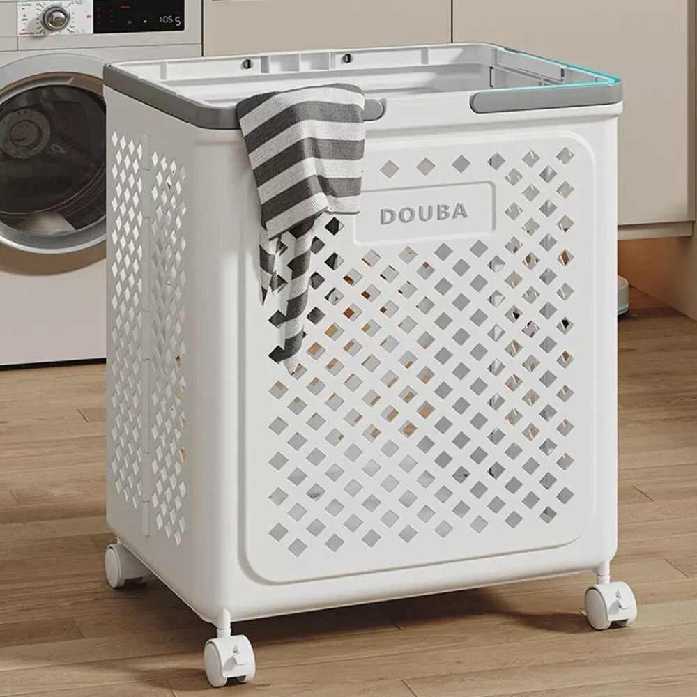 Rebrilliant Collapsible Laundry Basket With Wheel Foldable Portable ...