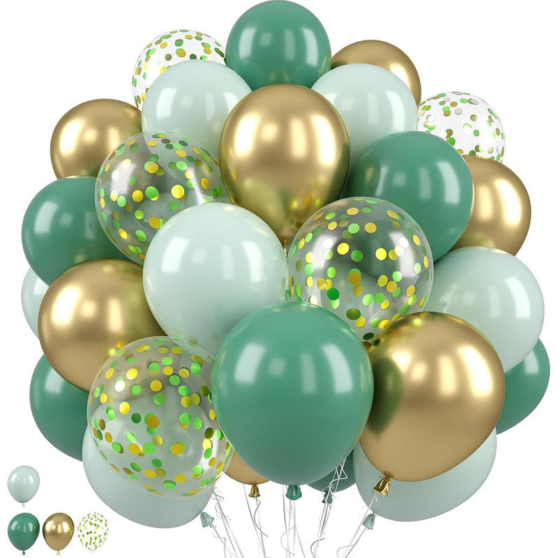 Latitude Run® Sage Green Gold Balloons, Light Green Gold Balloons Mint ...