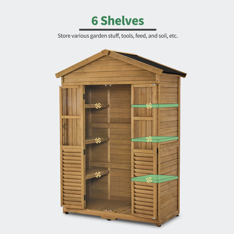Newacme LLC Outdoor Storage Wooden Tool Shed, Waterproof Outside ...