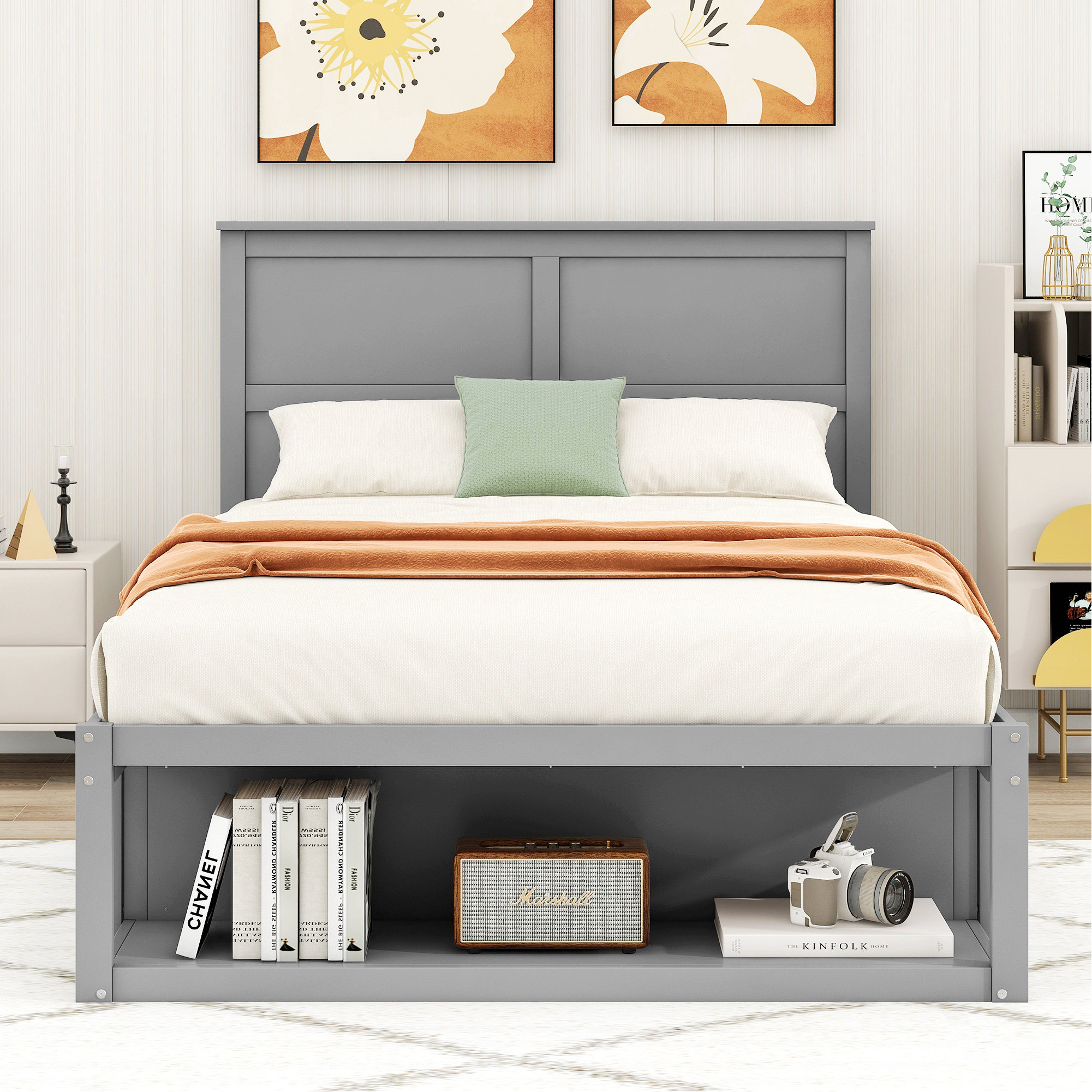 Red Barrel Studio® Platform Bed with Drawer on the Each Side and Shelf ...