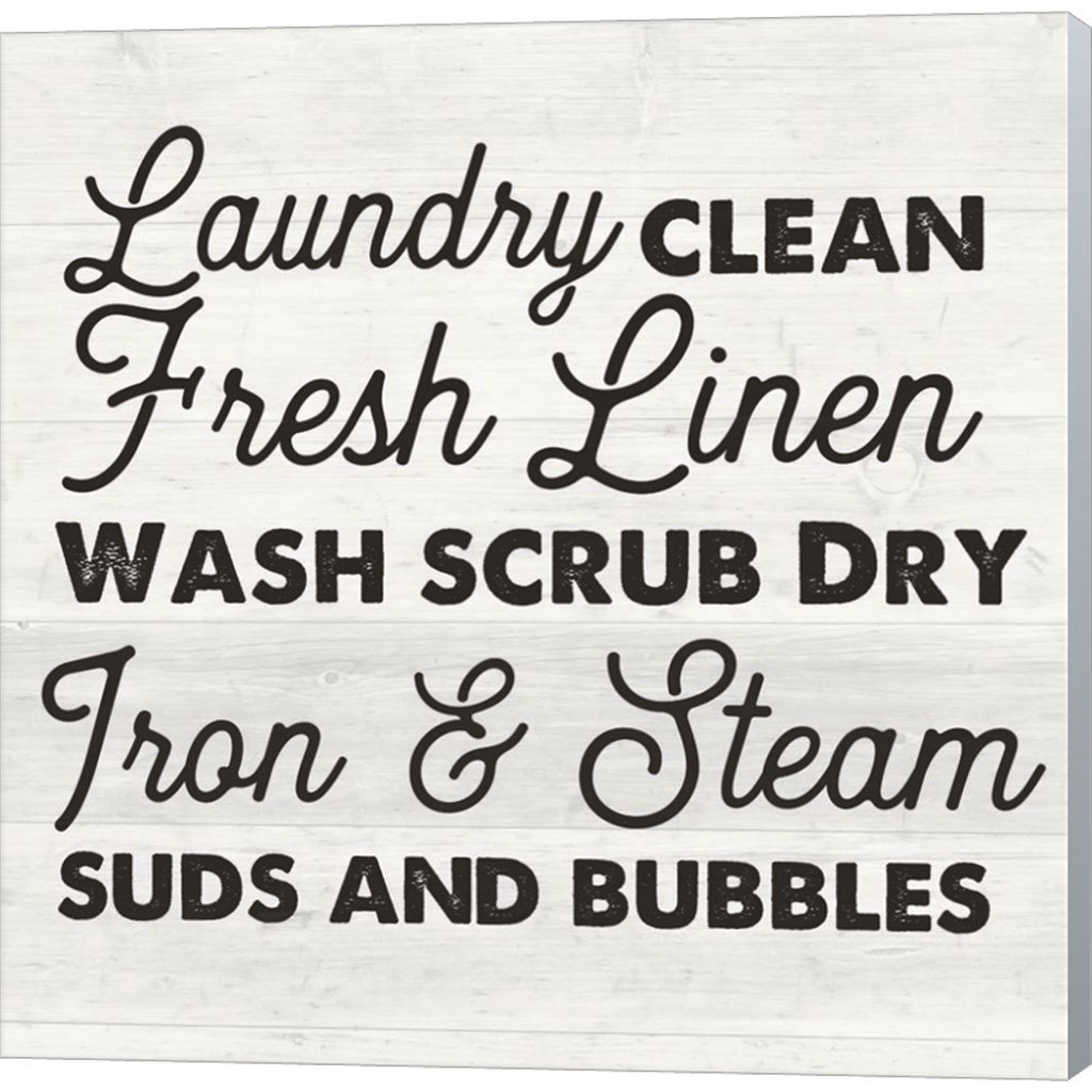 Trinx Laundry Words Wood - Wrapped Canvas Textual Art | Wayfair
