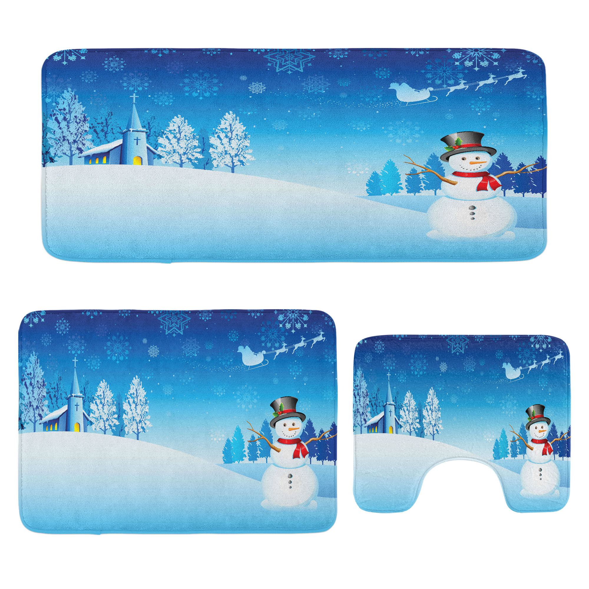 The Holiday Aisle® Christmas Bathroom Rug Set 3 Pieces U-Shape ...